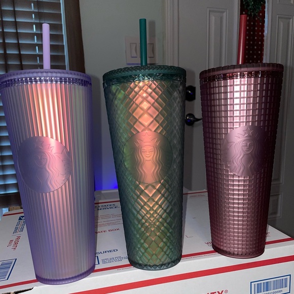 Starbucks | Kitchen | Starbucks Fall 223 Set Of 3 Purple Green And Ruby ...